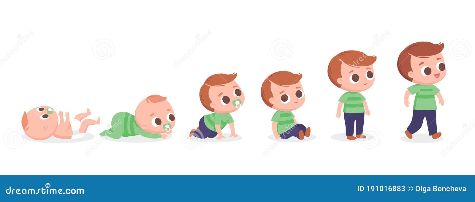 Baby Boy Walking. Developing Process Stock Vector - Illustration of ...
