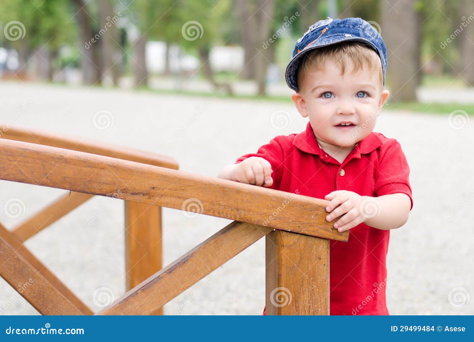 Baby boy on wooden bridge stock photo. Image of relax - 29499484