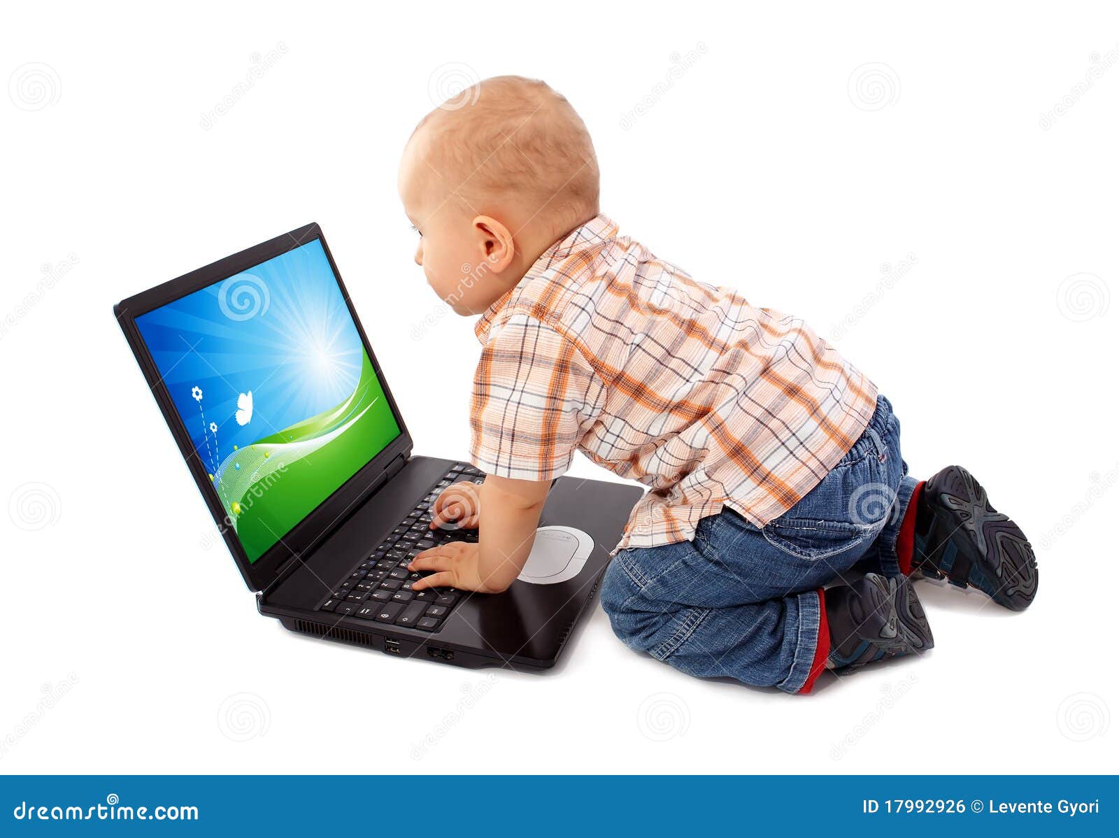Baby boy working on laptop stock photo. Image of laptop - 17992926