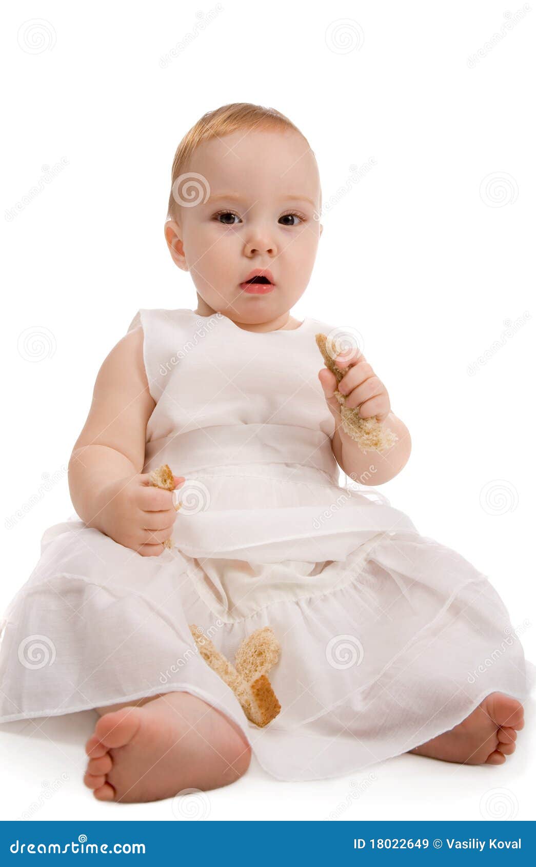 Baby with bread stock image. Image of food, attractive - 18022649