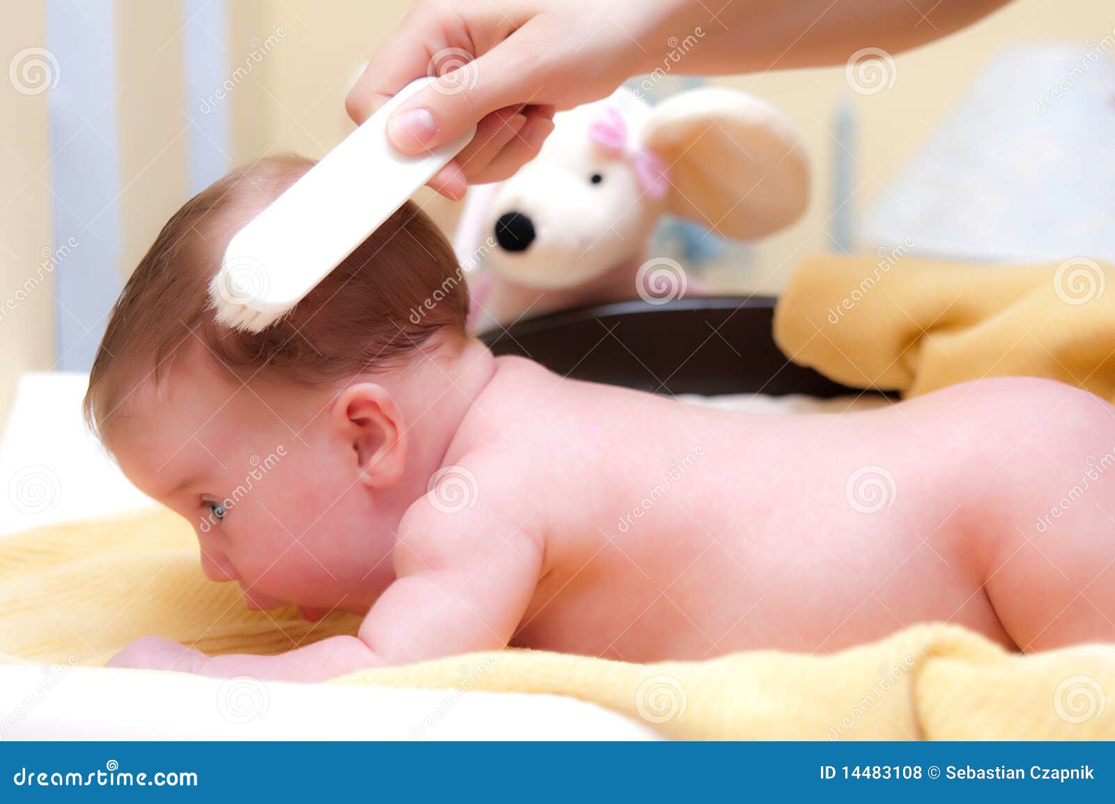 Baby brushing stock photo. Image of comb, clean, careful - 14483108