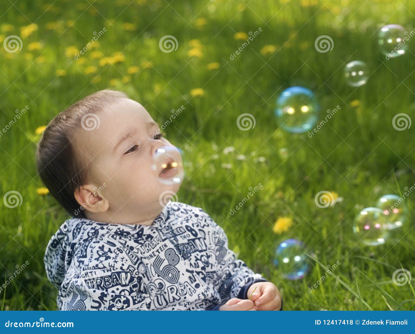 Baby and bubbles stock photo. Image of flower, springtime - 12417418