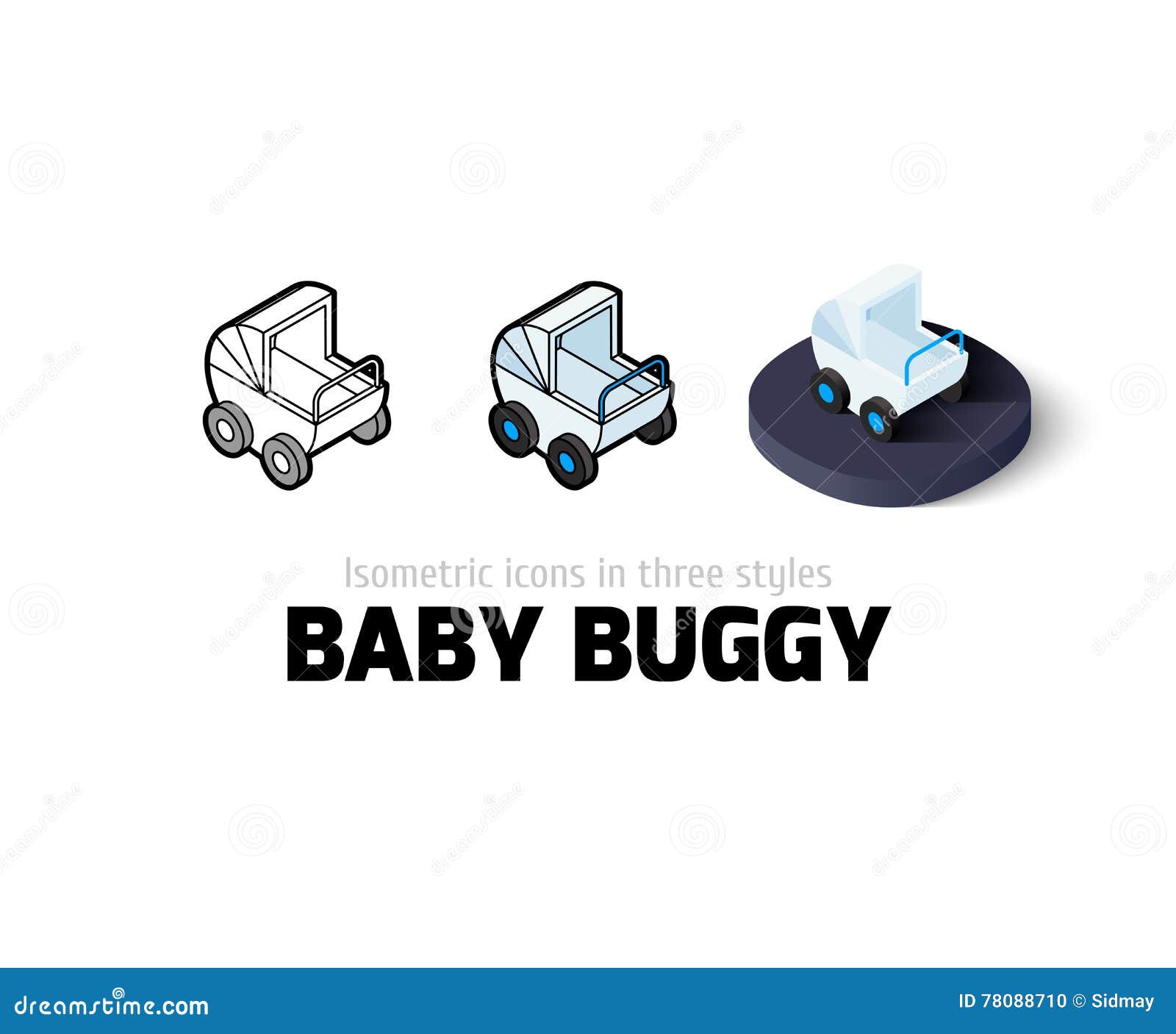 Baby Buggy Icon in Different Style Stock Vector - Illustration of ...