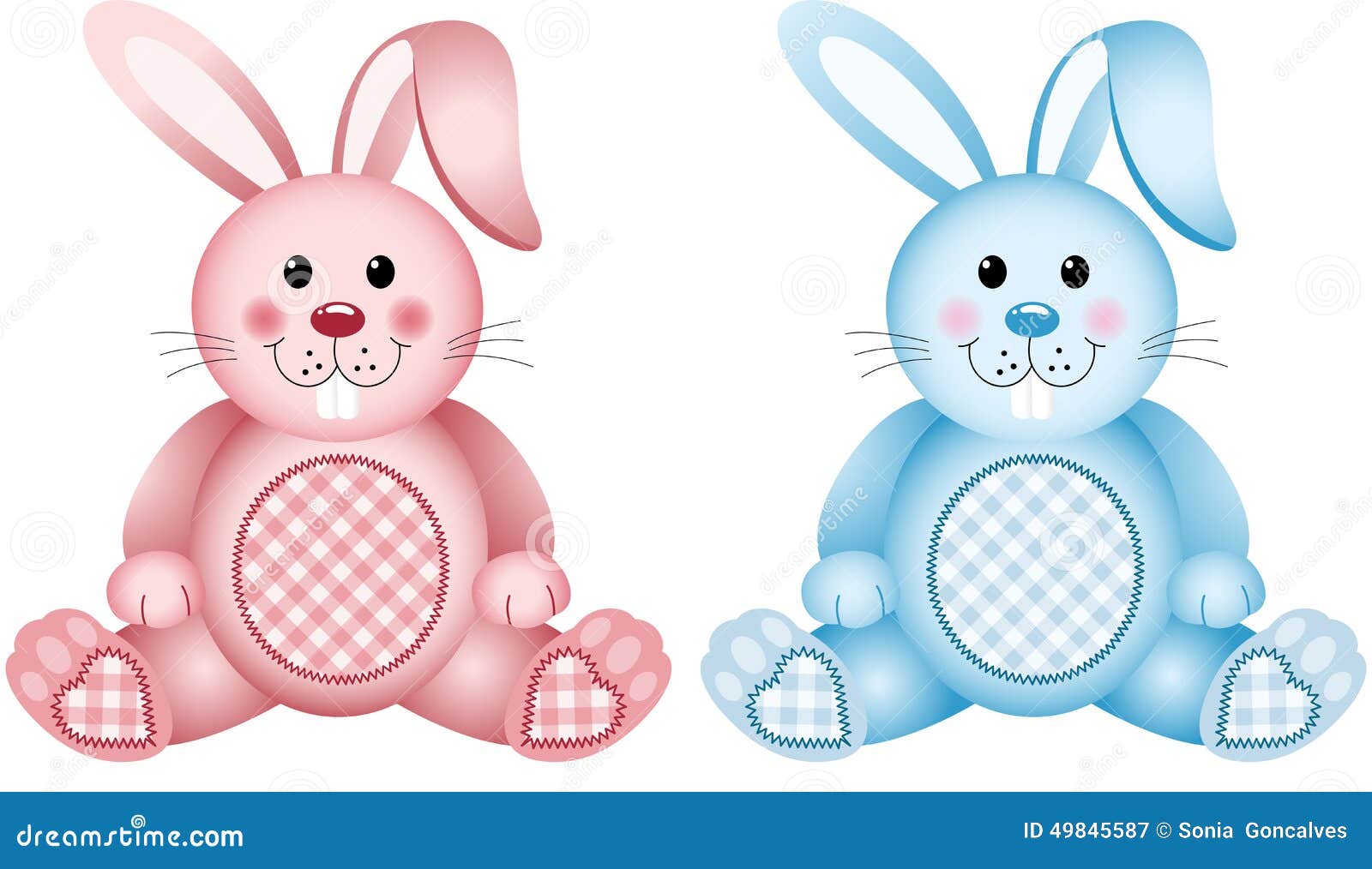 Baby bunny pink and blue stock vector. Illustration of animal - 49845587