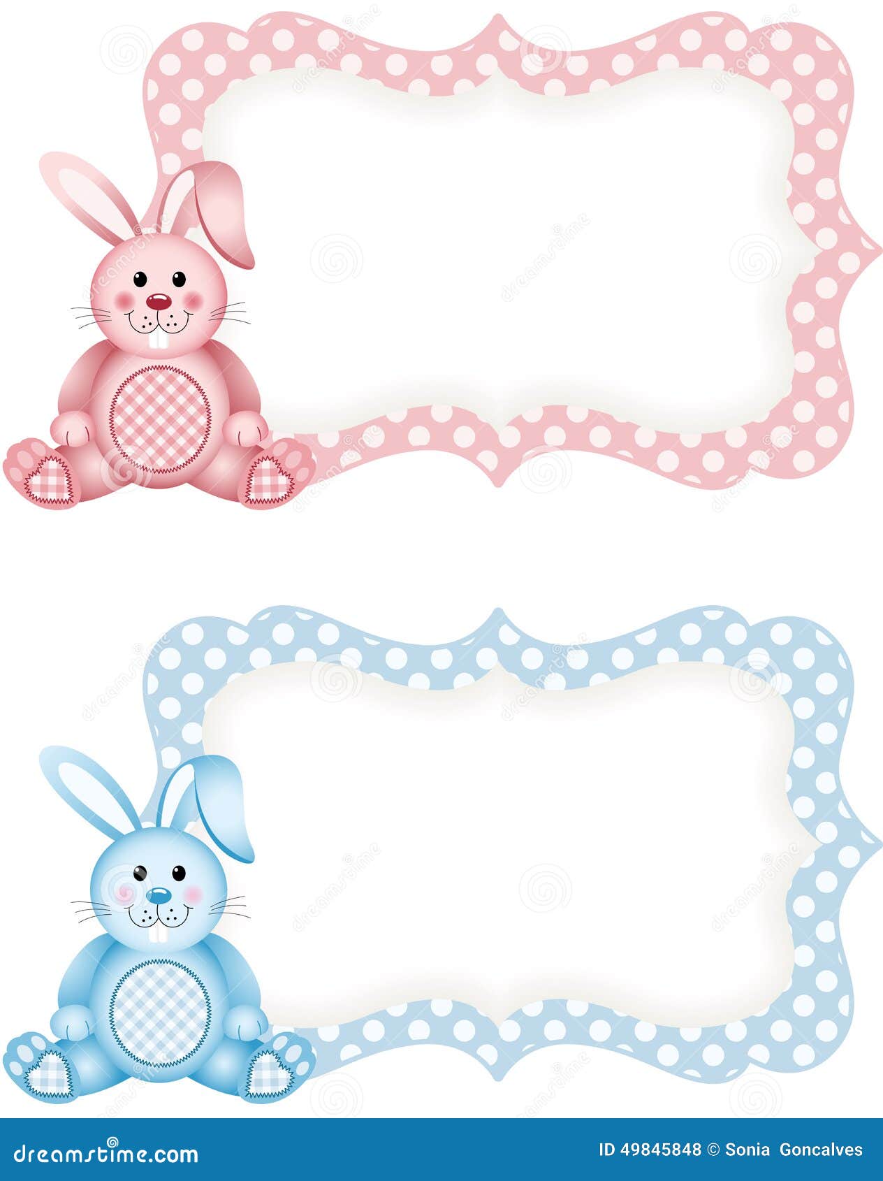 Baby Bunny Pink and Blue Tag Label Stock Illustration - Illustration of ...