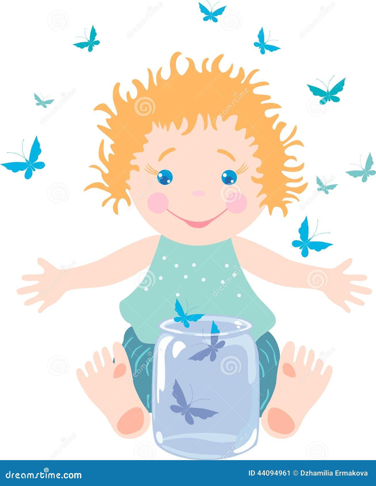 Baby and butterflies stock vector. Illustration of drawing - 44094961