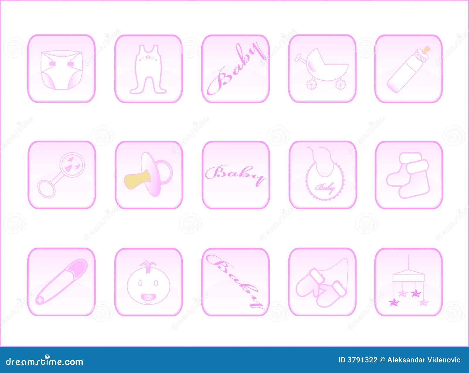 Baby buttons stock vector. Illustration of girl, baby - 3791322