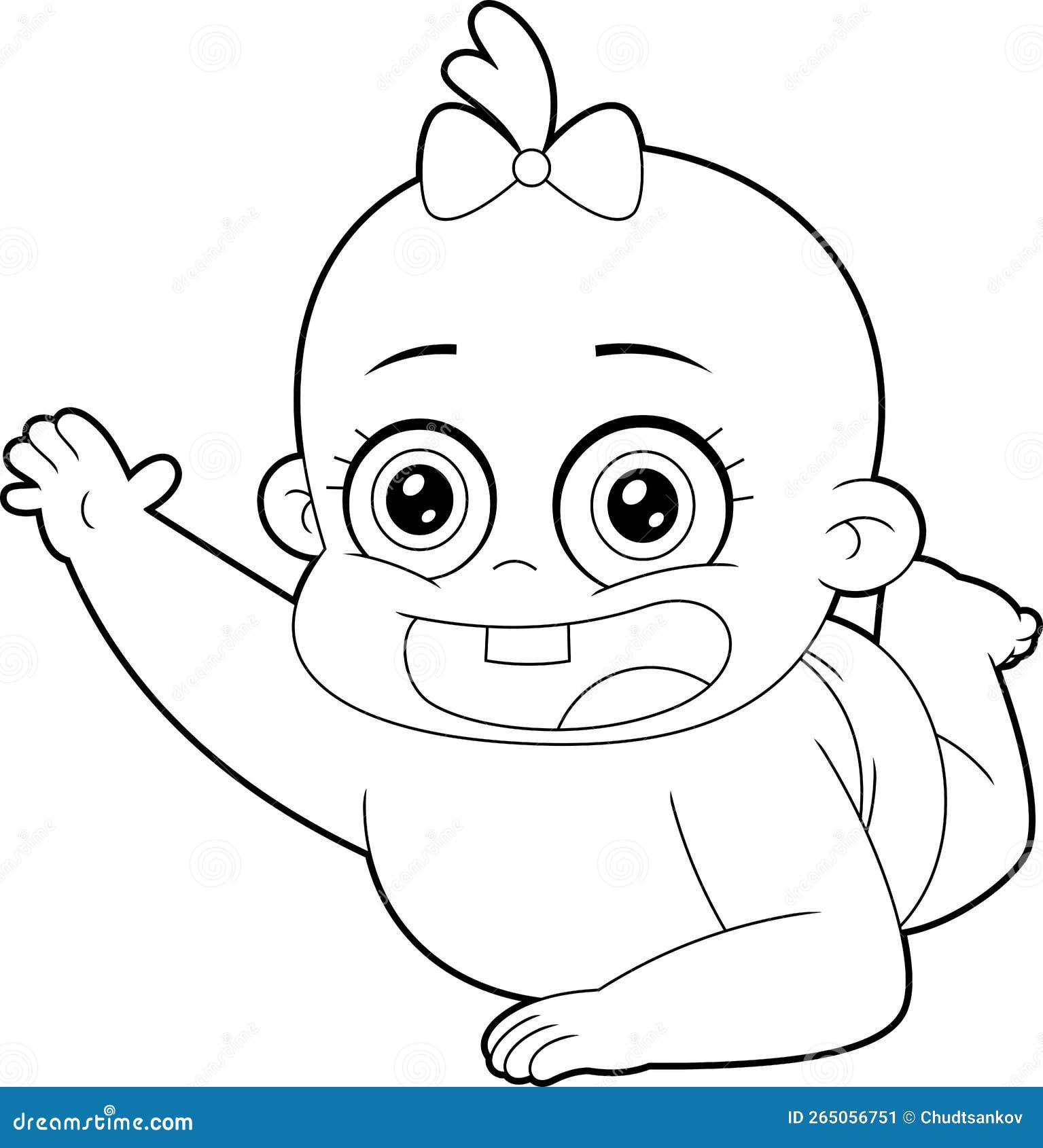 Outlined Cute Baby Girl Cartoon Character Crawling Stock Vector ...
