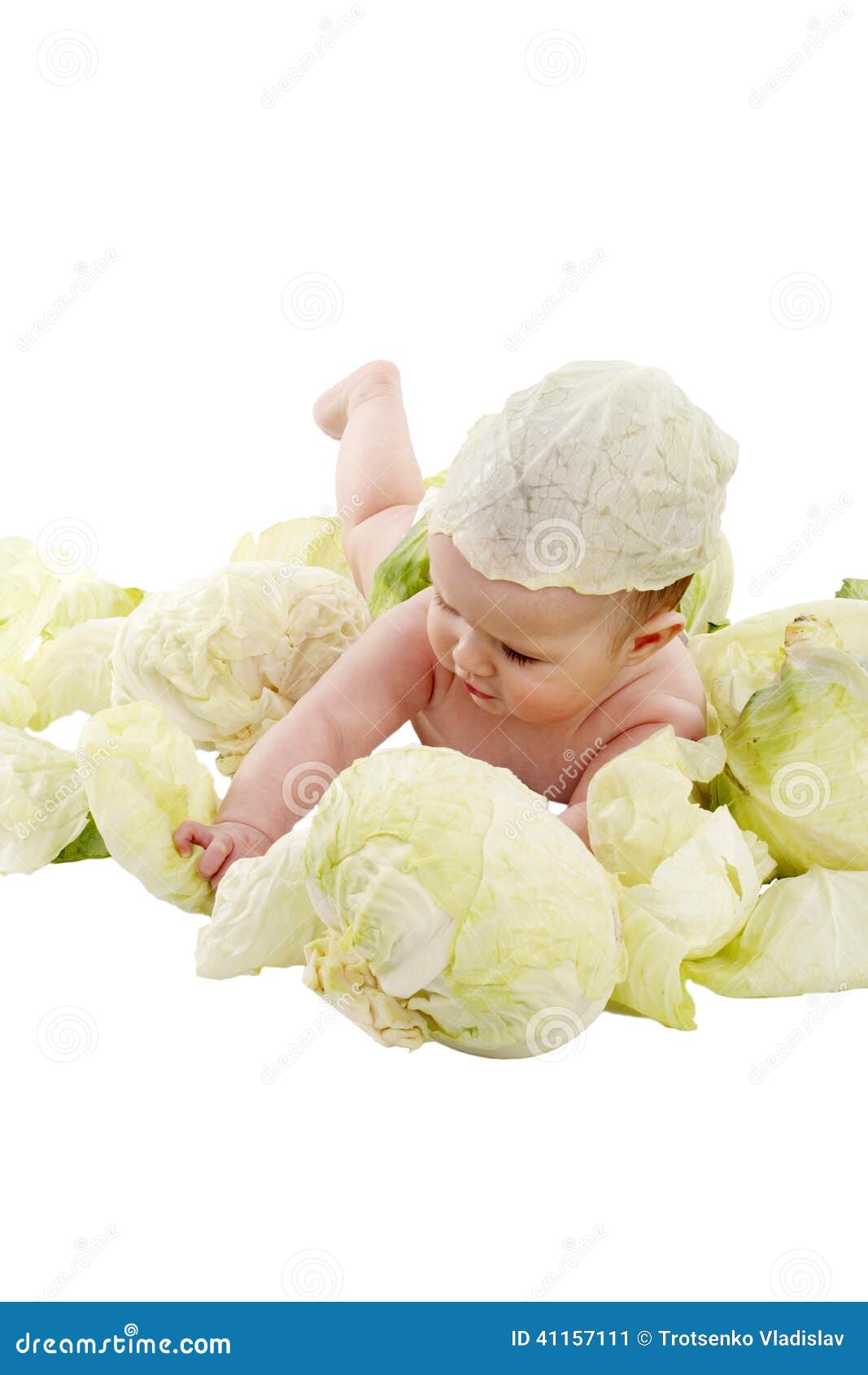 Baby in the cabbage stock image. Image of baby, child - 41157111
