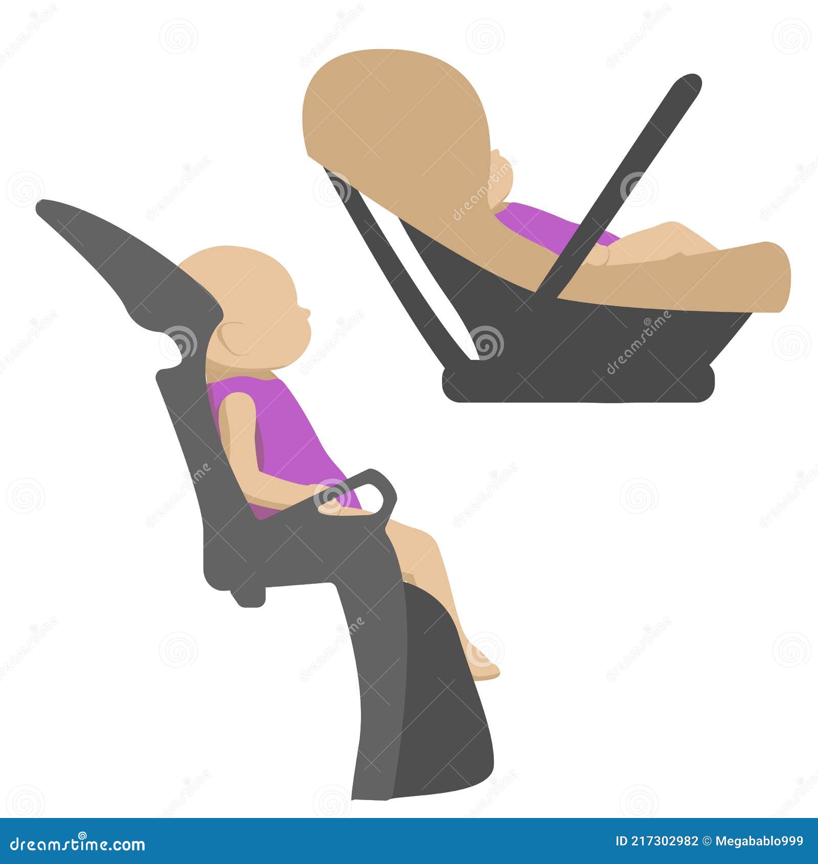 Baby in Baby Car Seat. Side View Vector Illustration Stock Vector ...