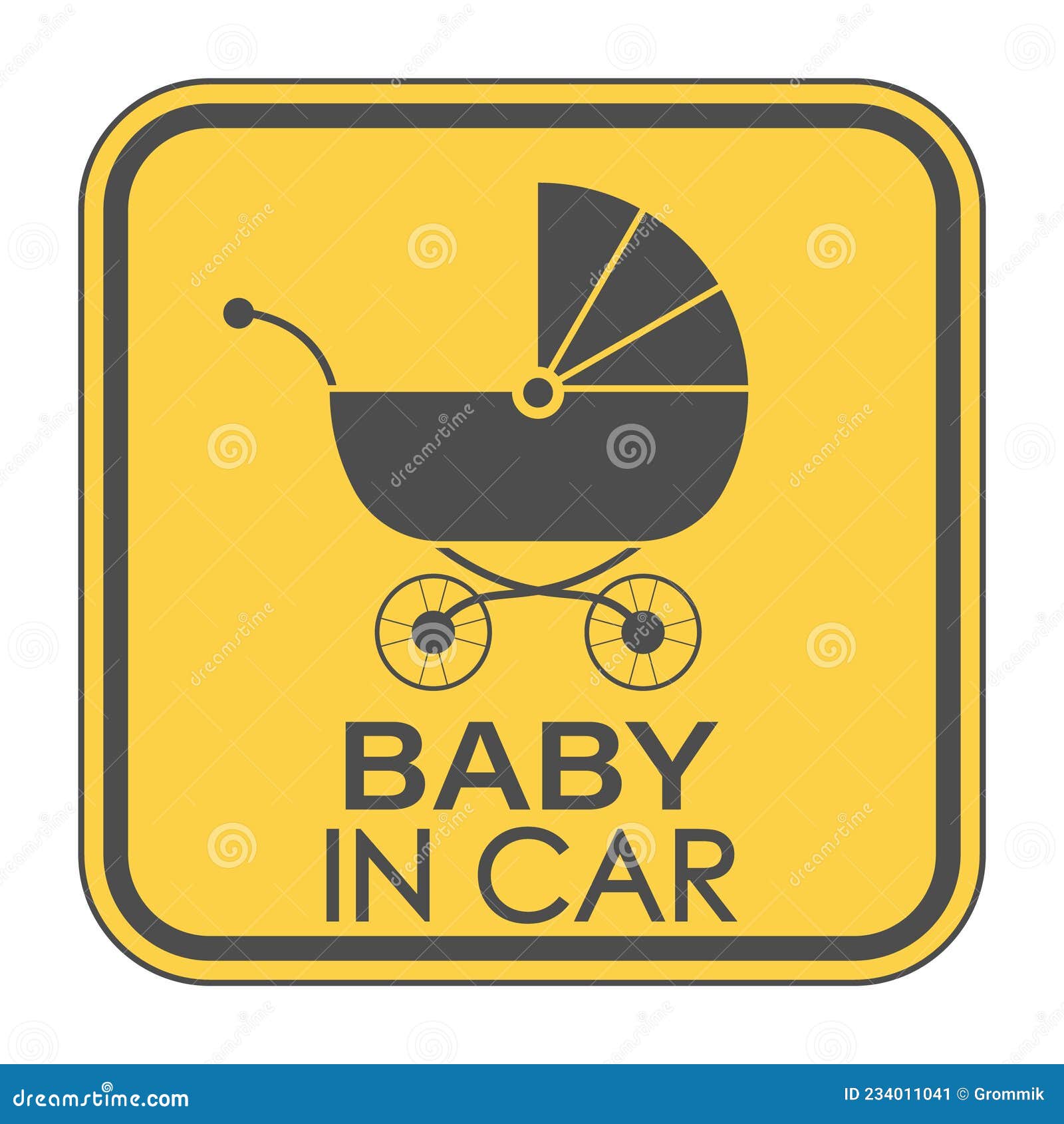BABY in CAR. a Square Sign with a Baby Stroller and an Inscription ...