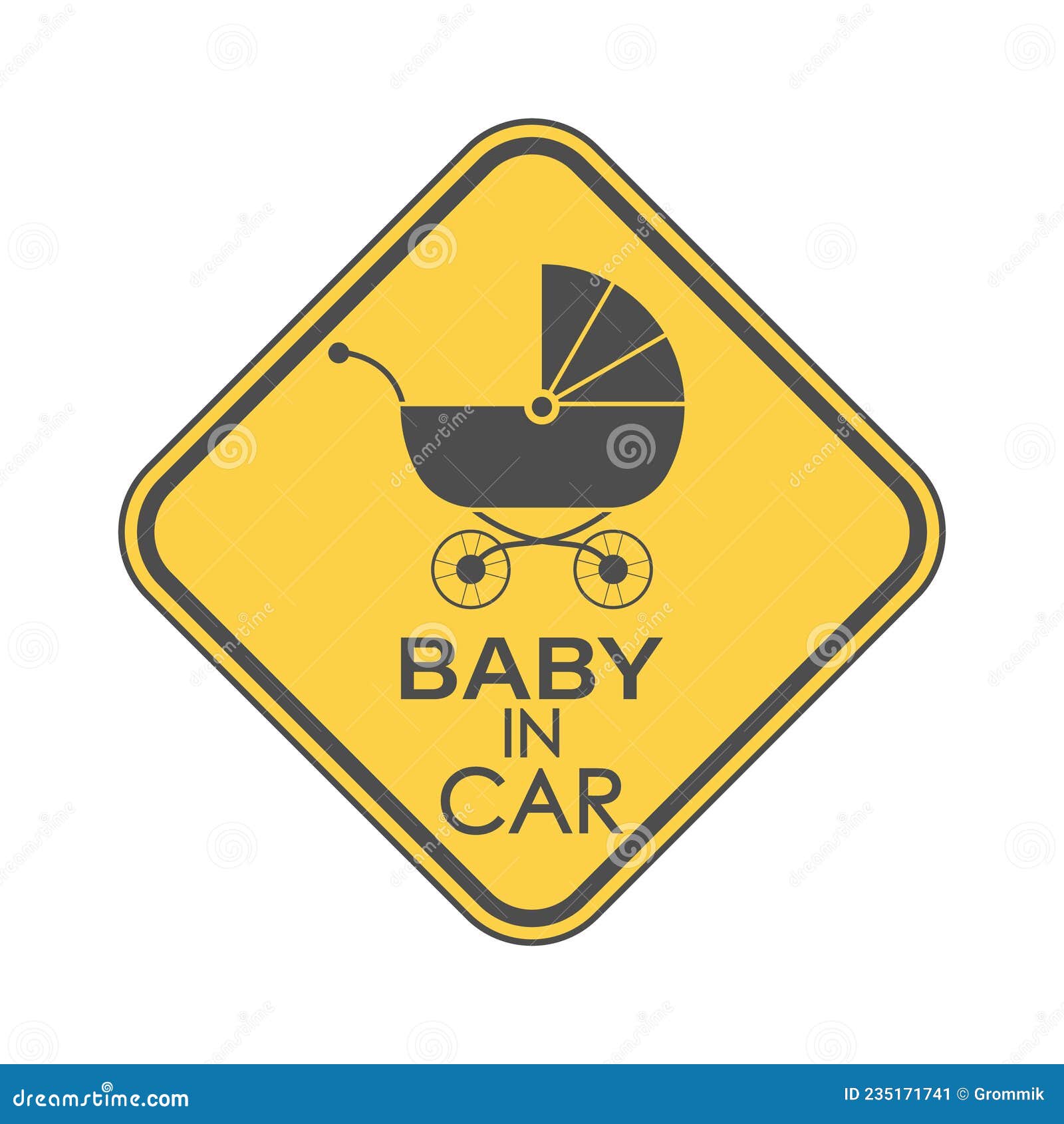 BABY in CAR. a Square Sign with a Baby Stroller and an Inscription ...