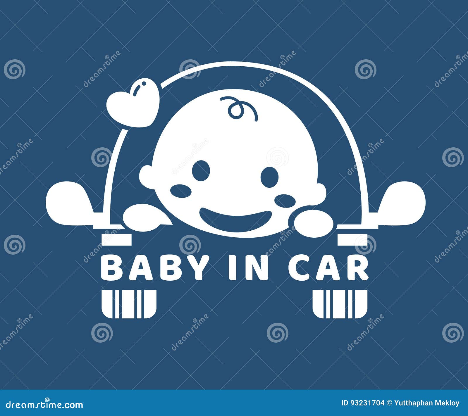Baby in Car. Sticker. in a Car. Stock Illustration - Illustration of ...