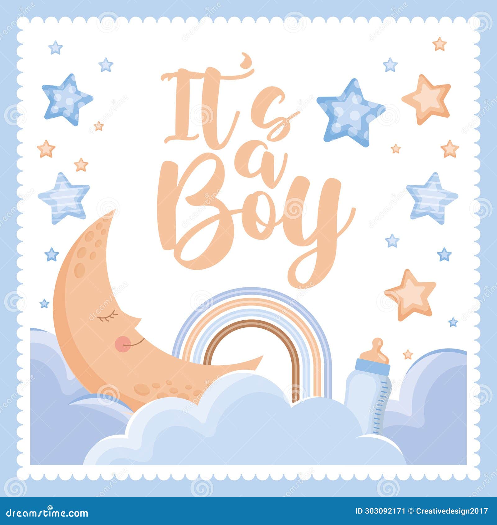Baby Card with Illustrations. Vector Design Stock Vector - Illustration ...