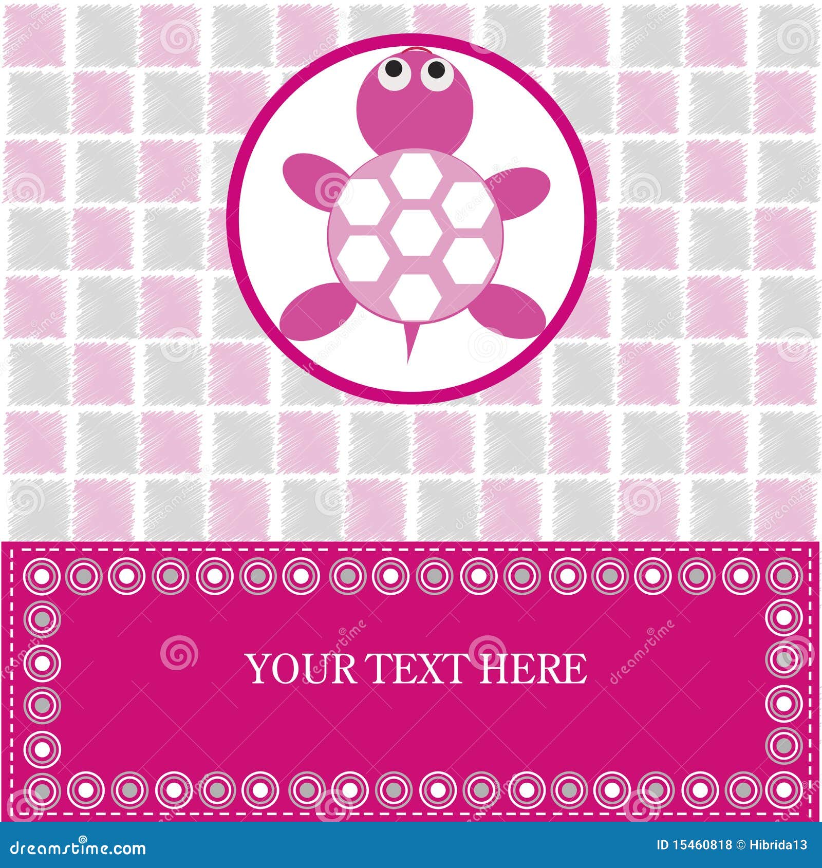 Baby card with pink turtle stock illustration. Illustration of wrapper ...