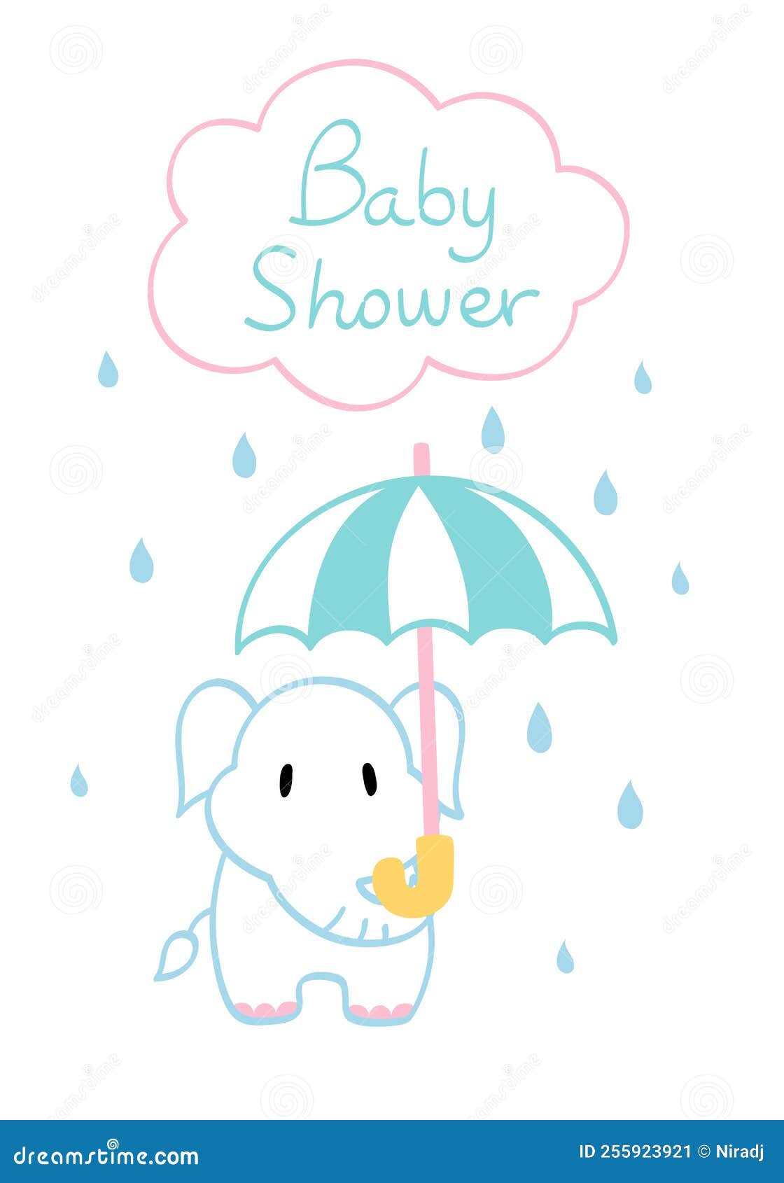 Baby Shower Card with Elephant Stock Vector - Illustration of cute ...