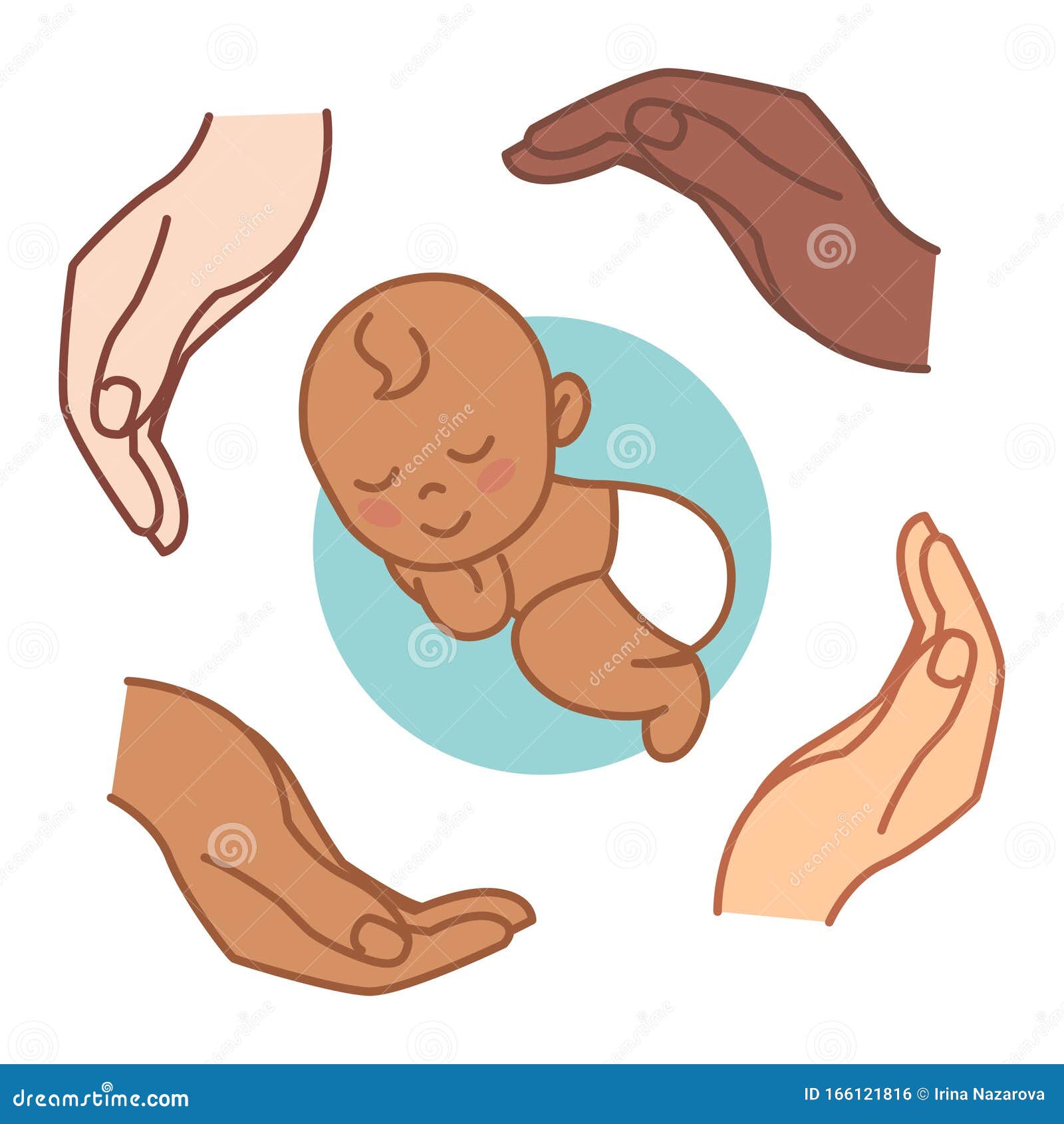 Sleeping Newborn. Protection and Care for Baby Stock Vector ...