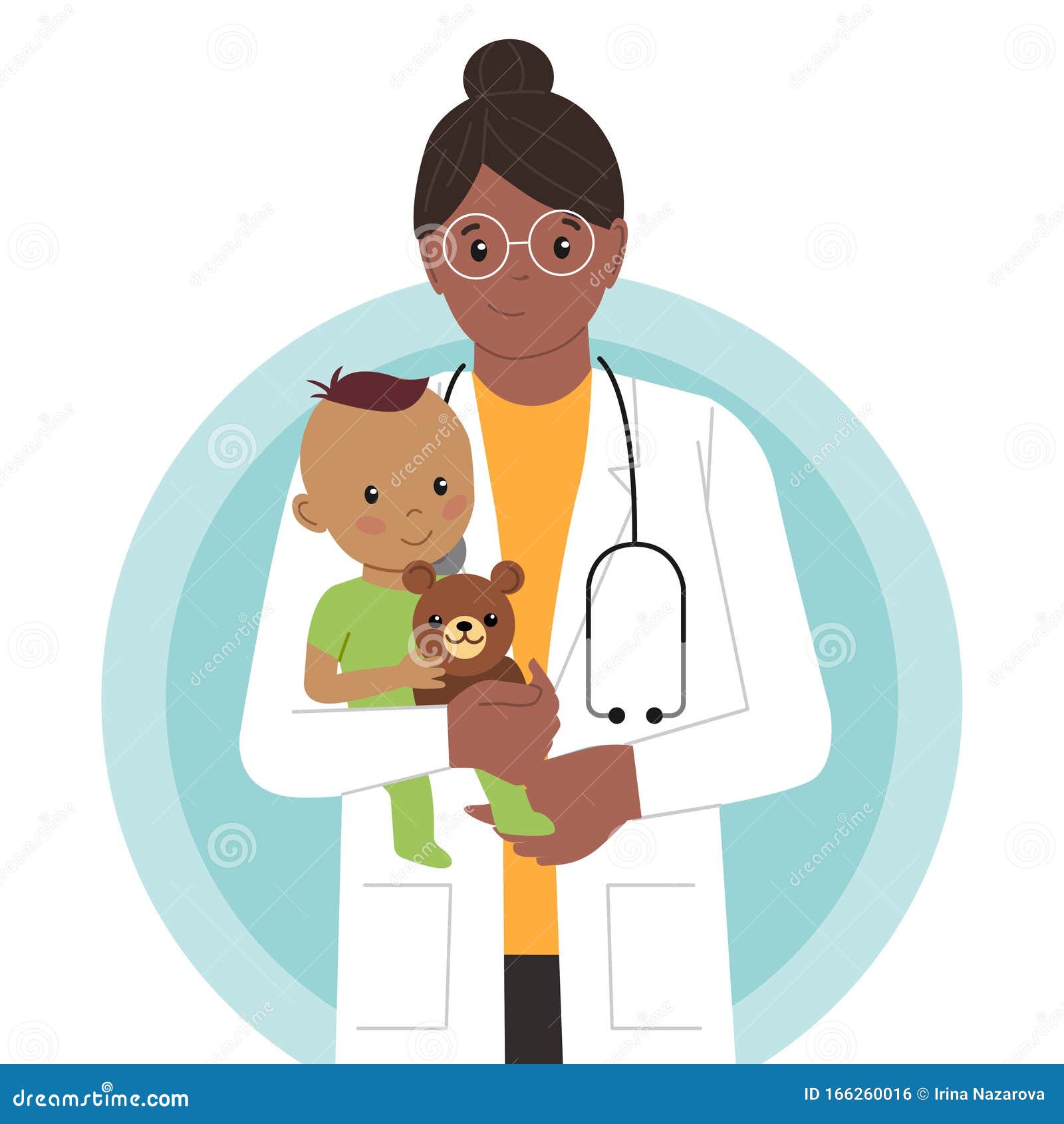 Pediatric Checkup. the Doctor Holds the Baby in His Arms. Stock Vector ...