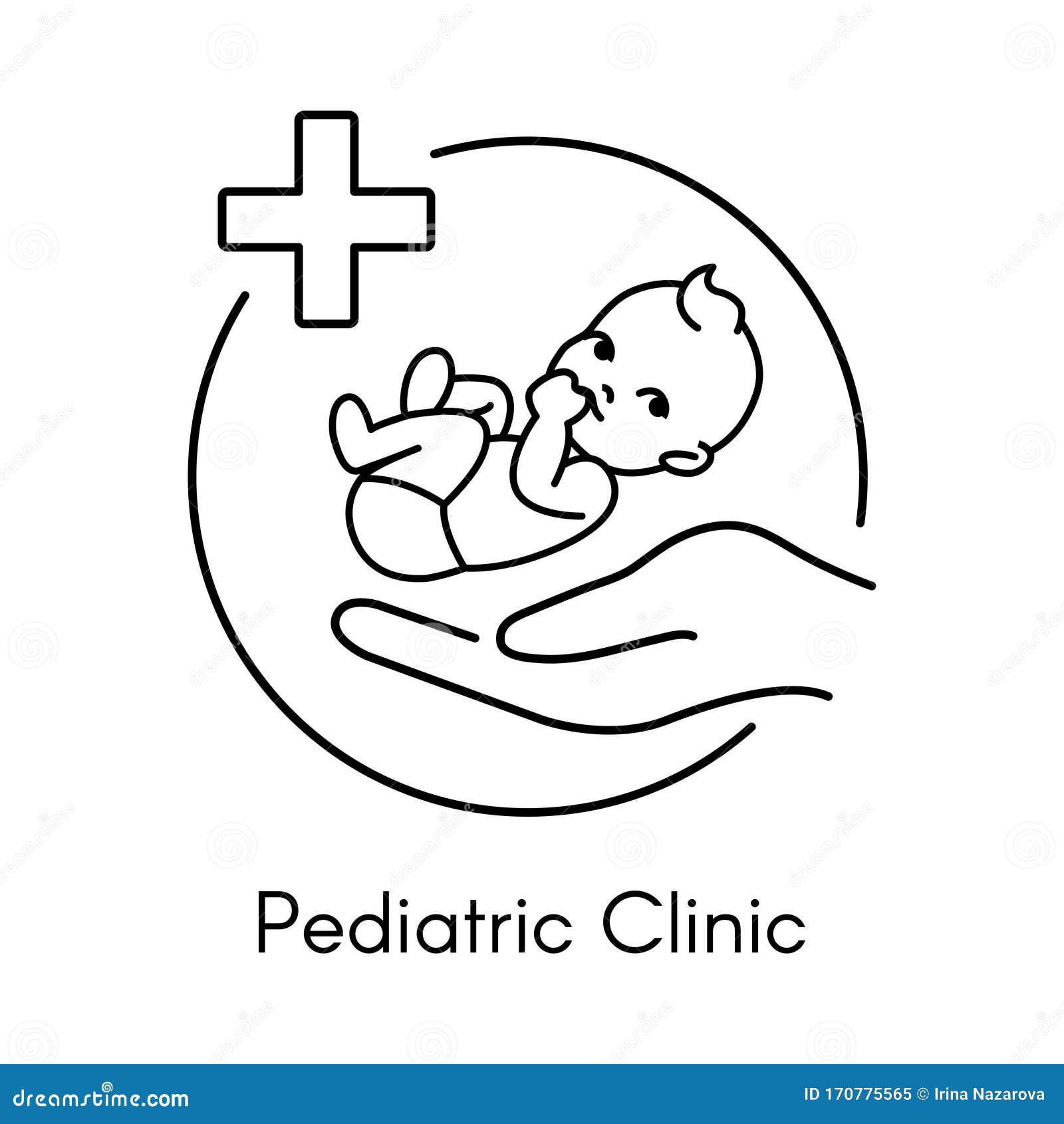 Newborn on Hand. Pediatric Clinic. Isolated Stock Vector - Illustration ...