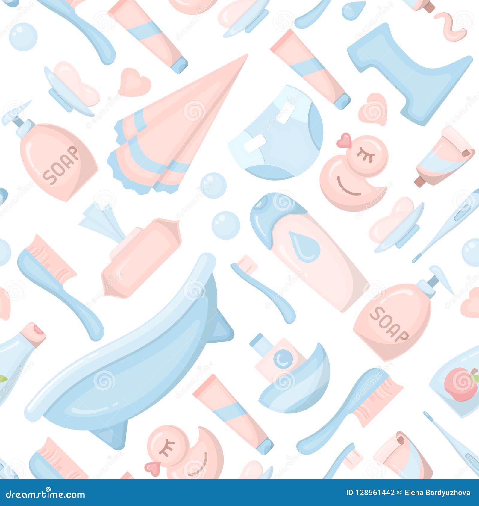 Baby Care Elements Seamless Pattern Stock Vector - Illustration of ...