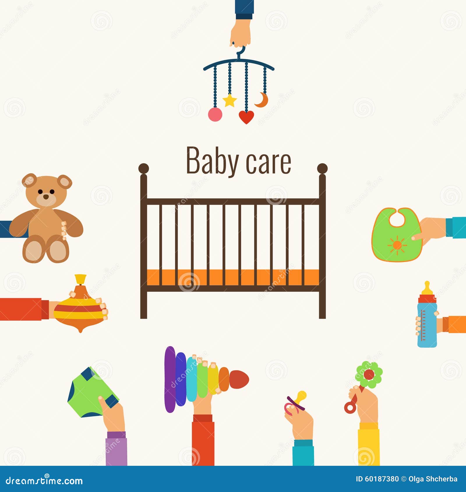 Baby care flat concept stock vector. Illustration of carriage - 60187380