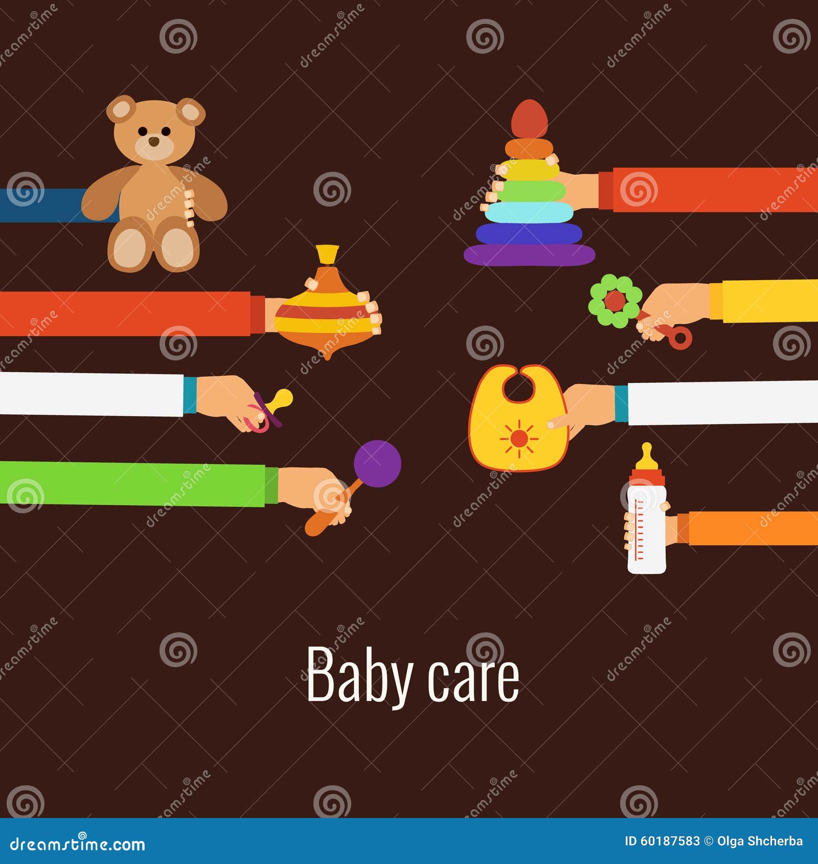 Baby care flat concept stock vector. Illustration of accessories - 60187583