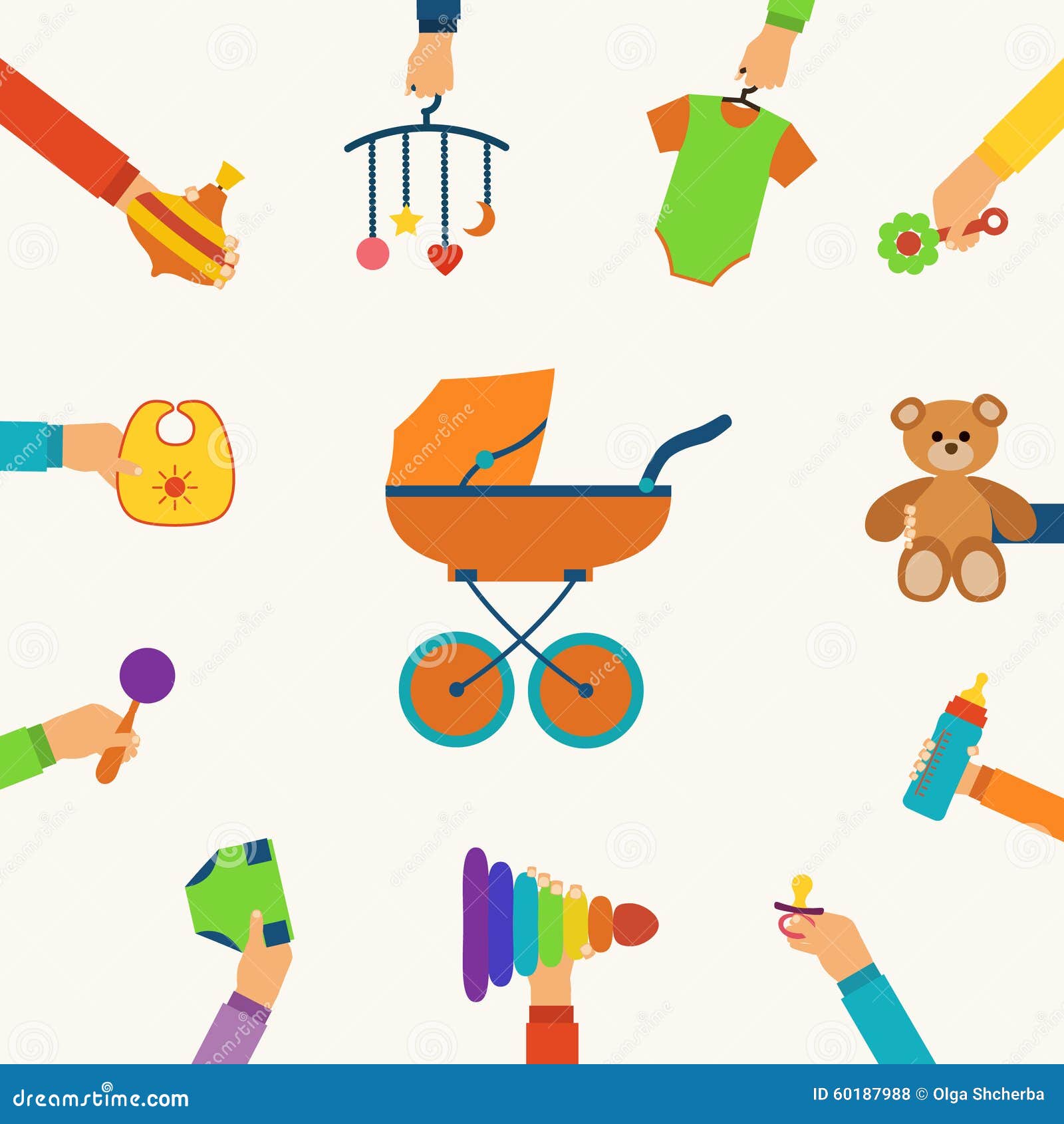 Baby care flat concept stock vector. Illustration of hold - 60187988