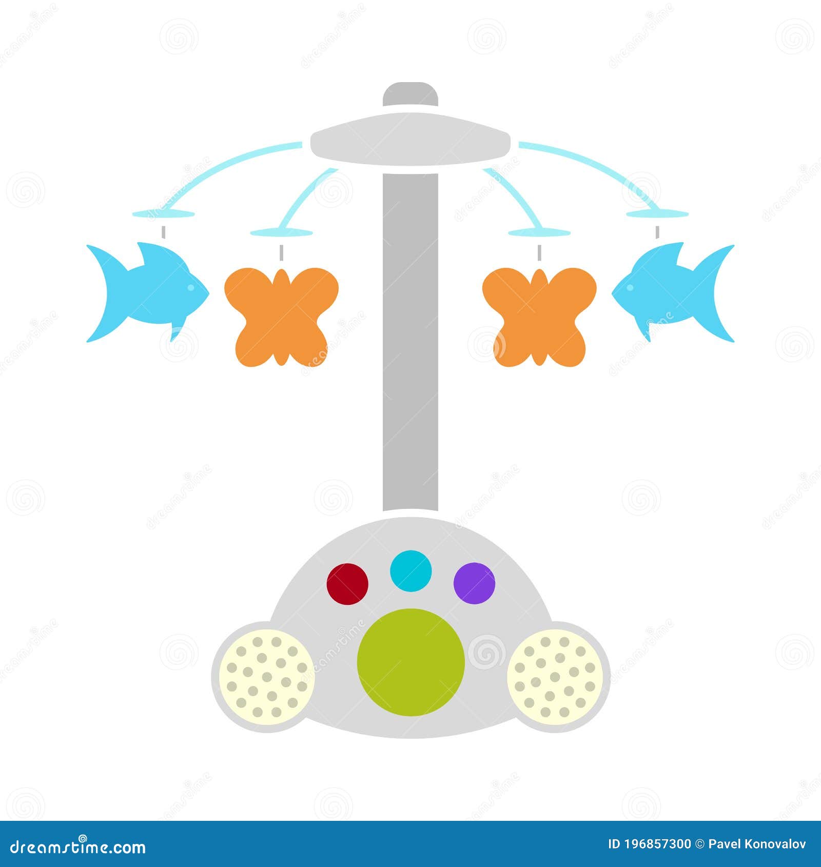 Baby Carousel With Hanging Toys Over Wooden Cot Isolated On White ...