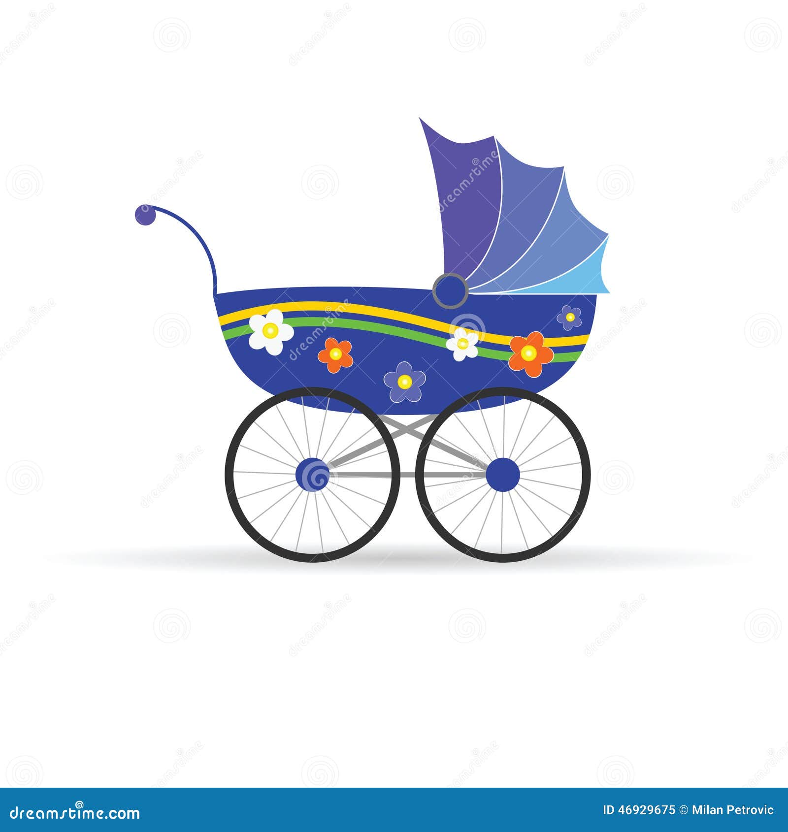 Baby Carriage in Blue Color Vector Illustration Stock Vector ...