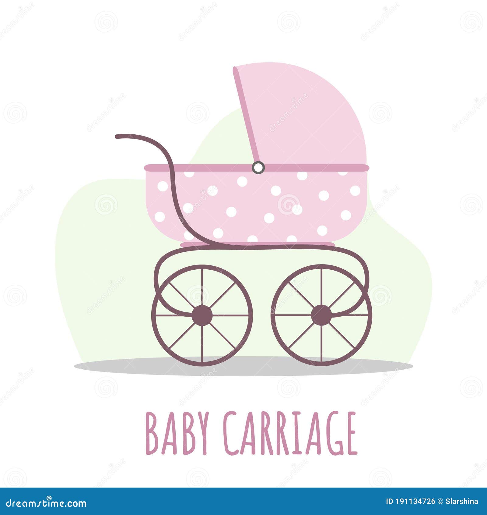 Baby Carriage Icon. Pink Pram on White Background. Vector Illustrations ...