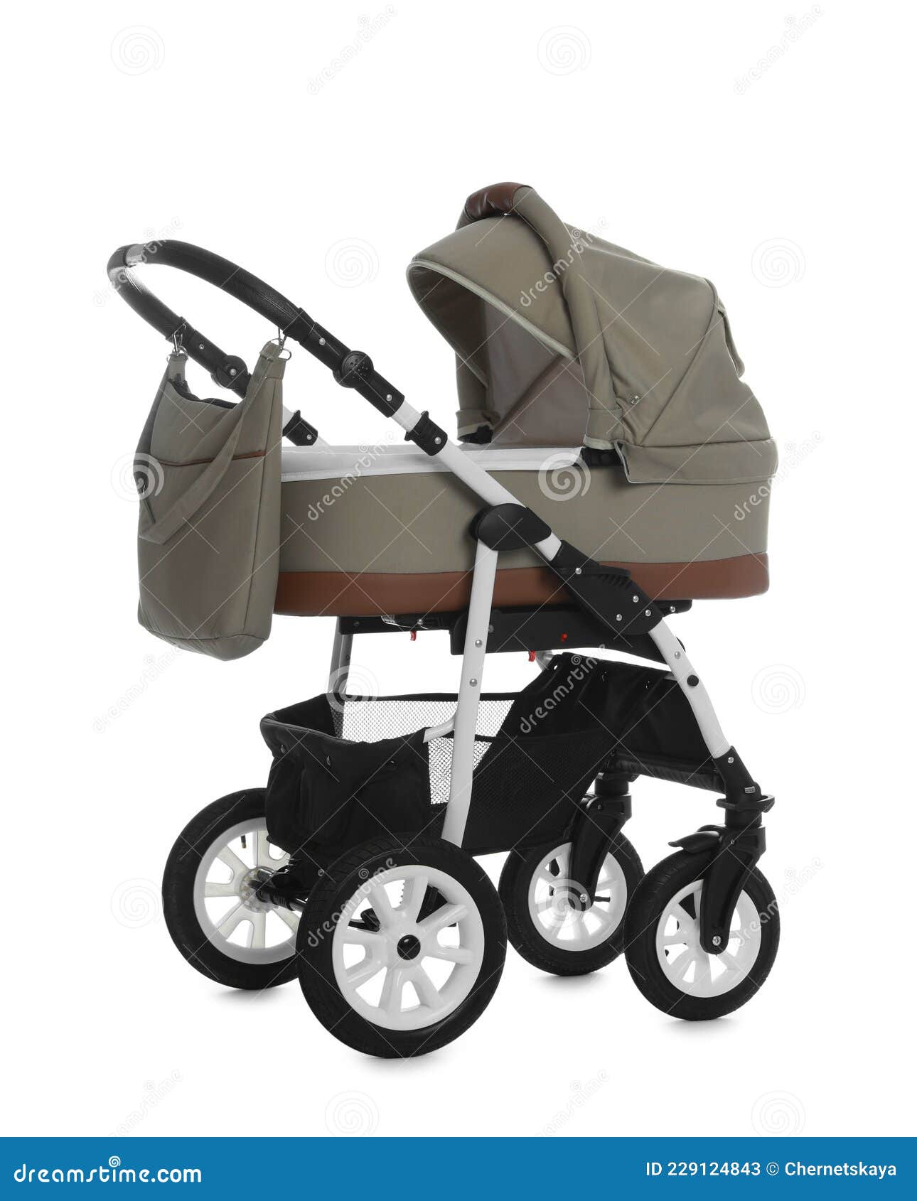 Baby Carriage. Modern Pram Isolated on White Stock Image - Image of ...