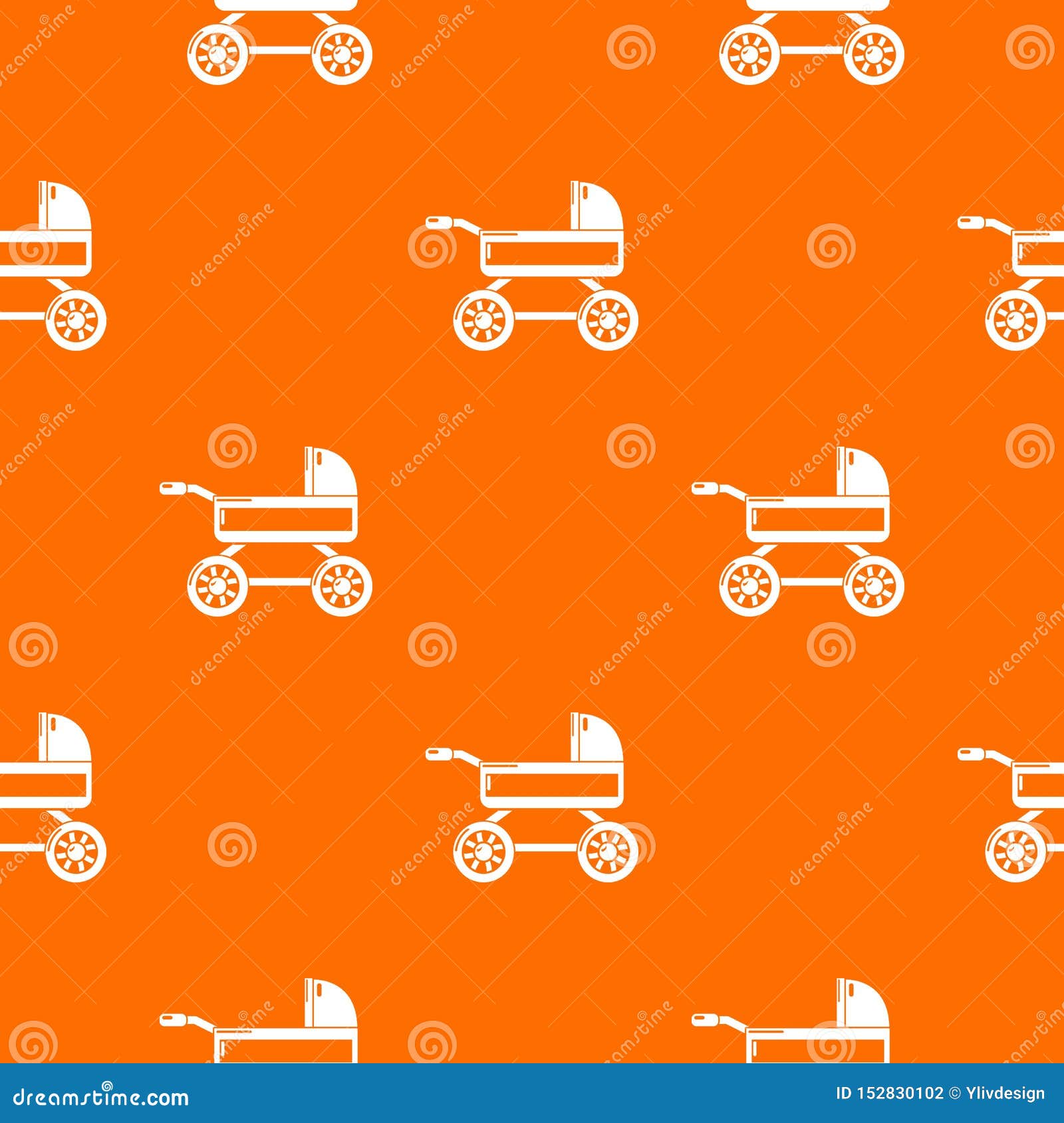 Baby Carriage Pattern Vector Orange Stock Vector - Illustration of ...