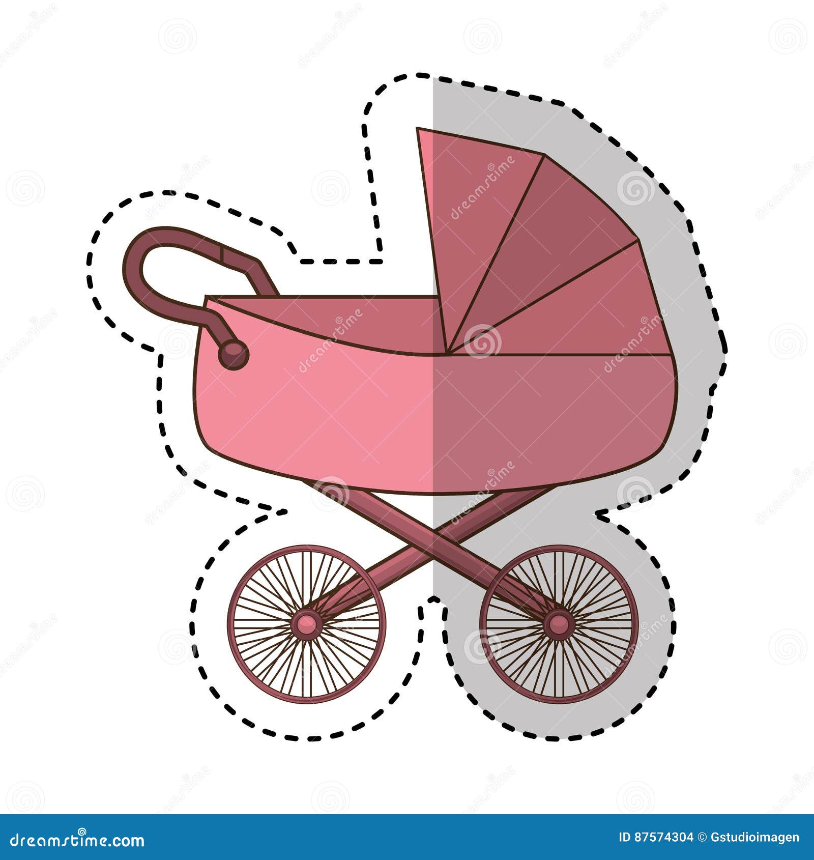 Baby cart isolated icon stock vector. Illustration of childhood - 87574304