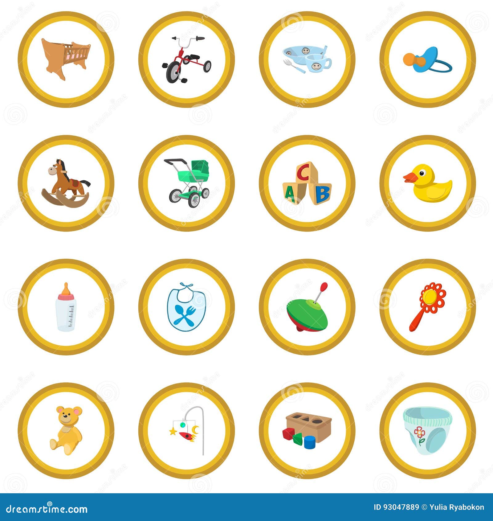 Baby cartoon icon circle stock vector. Illustration of crib - 93047889