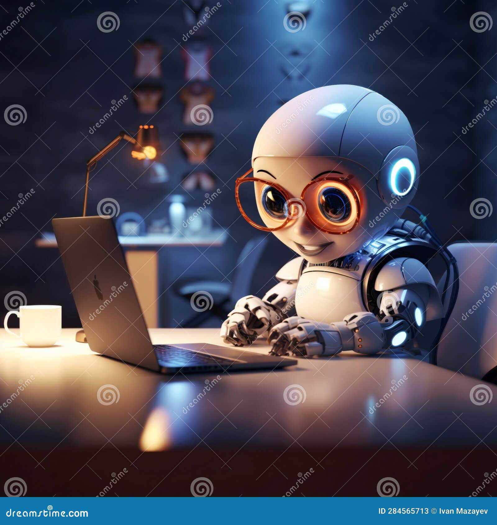 Baby Chat Bot Answeing on Laptop Stock Illustration - Illustration of ...