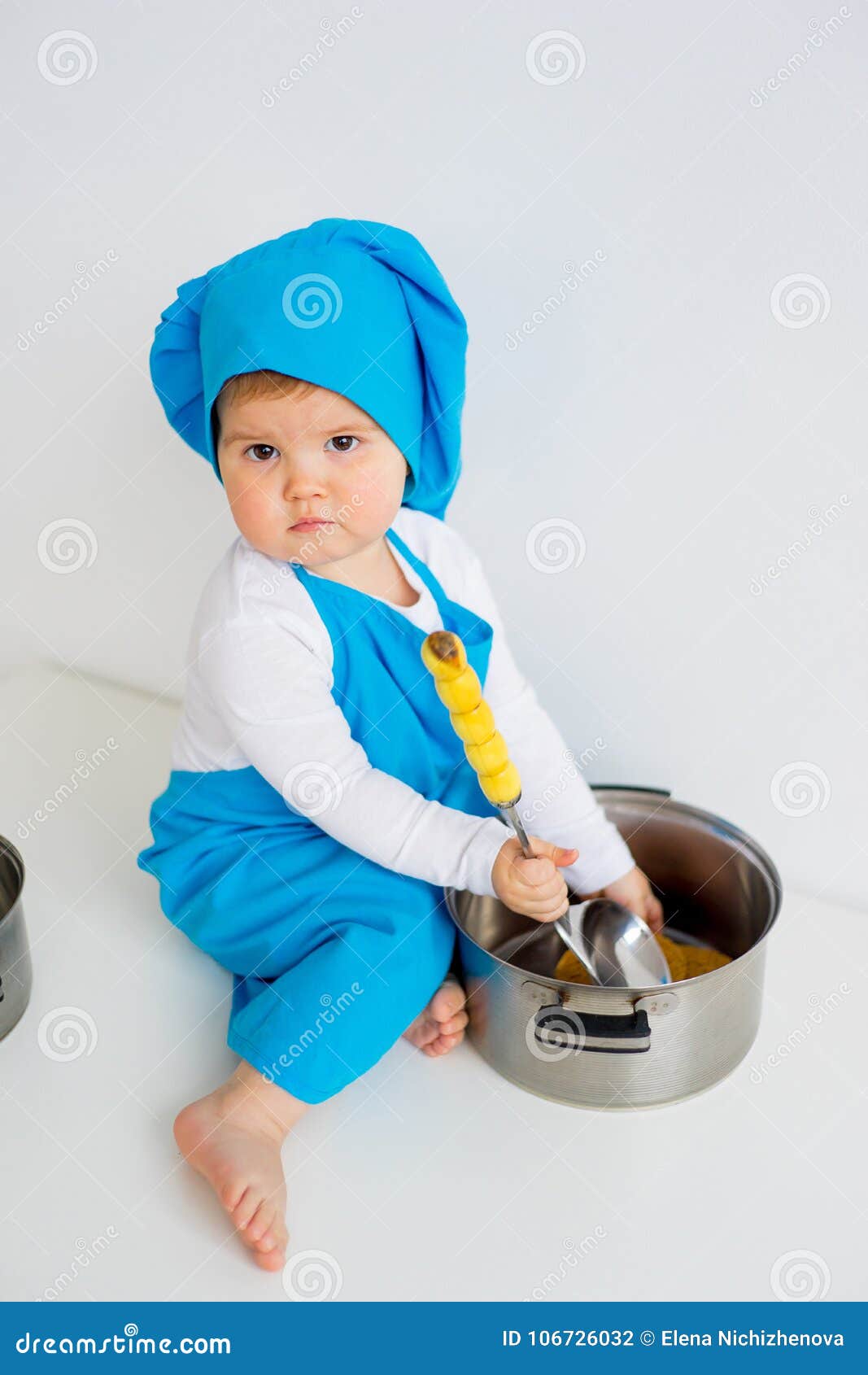 Baby in chef hat stock photo. Image of healthy, people - 106726032