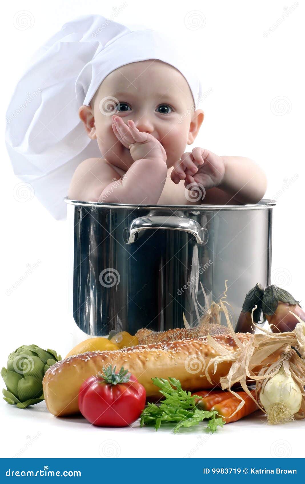 Baby in a Chef Pot on White Background. Image is S Stock Image - Image ...