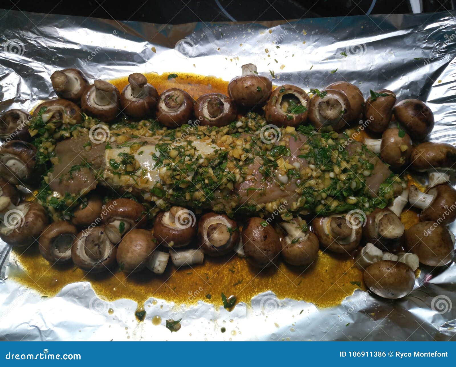 Thick Chunk of Pork Marinated Stock Photo - Image of chestnut ...