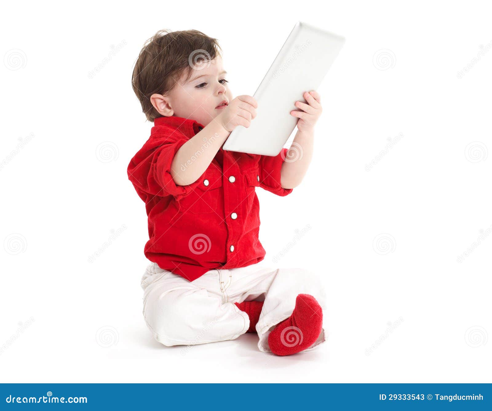 Baby child hold tablet stock image. Image of caucasian - 29333543