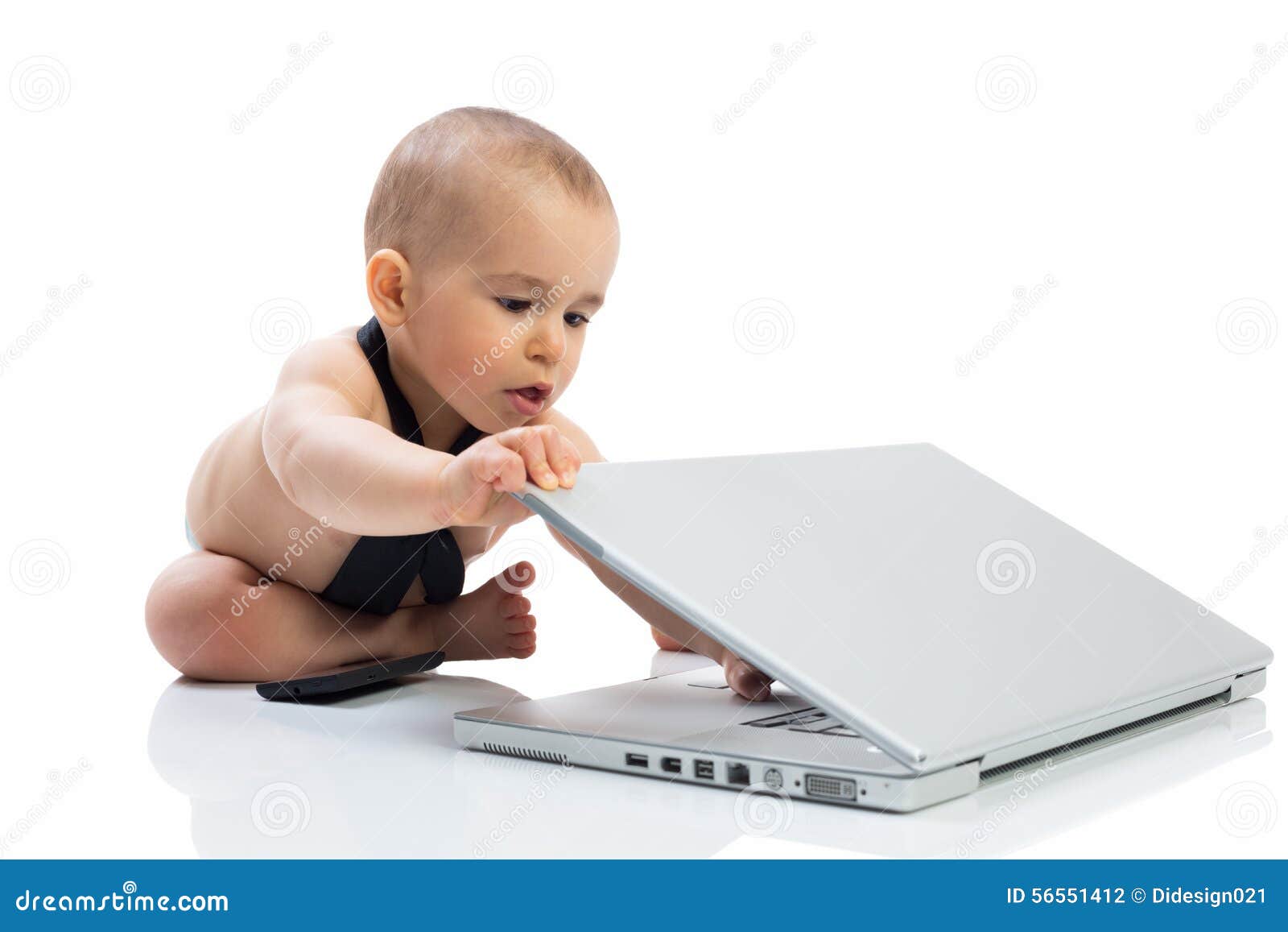 Baby Child Playing with Computer Stock Photo - Image of beautiful ...