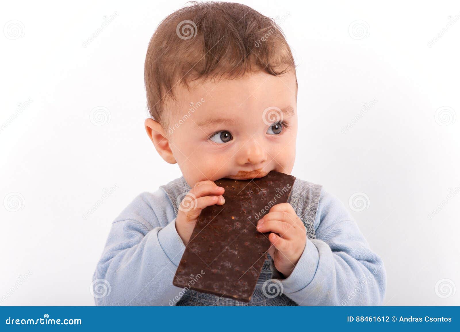 Baby and chocolate stock photo. Image of eating, delicious - 88461612
