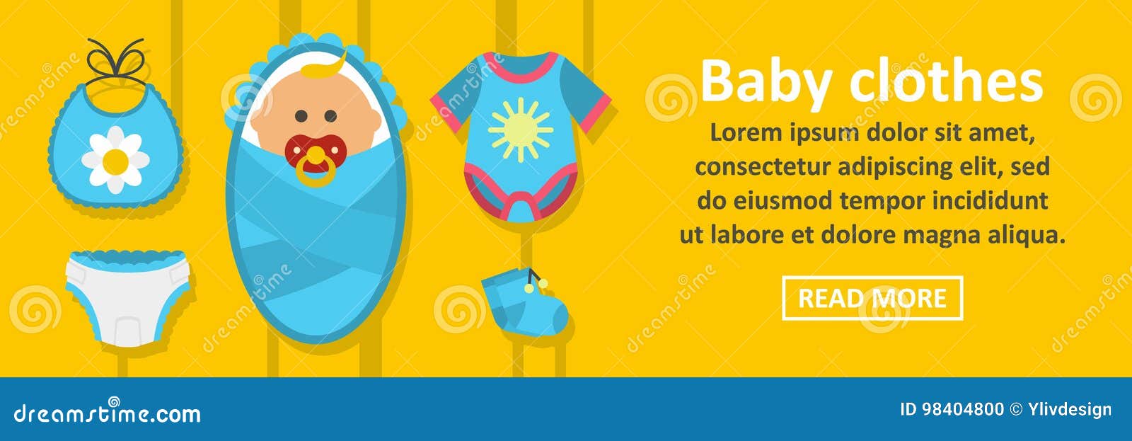 Baby Clothes Banner Horizontal Concept Stock Vector - Illustration of ...