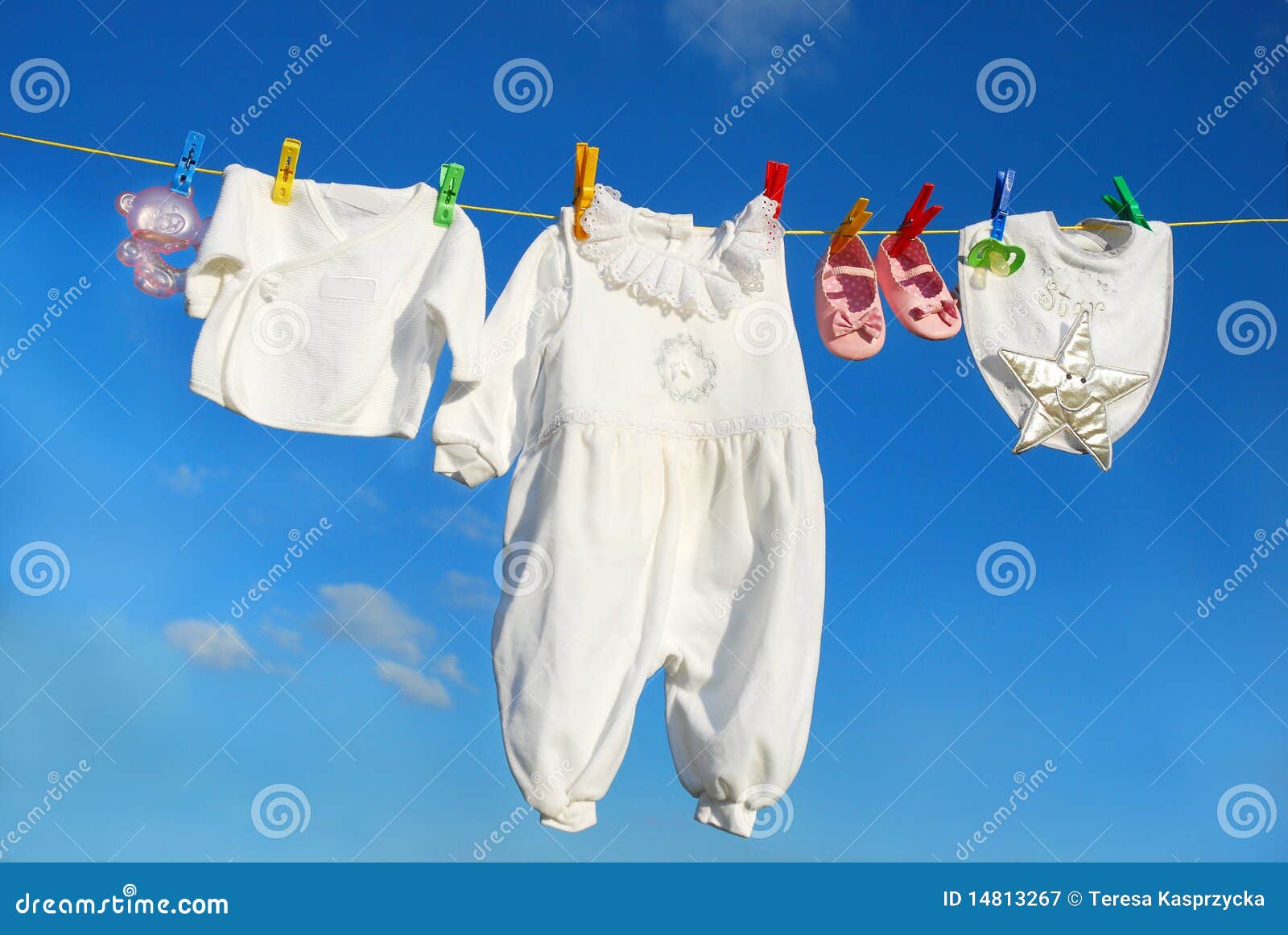 Baby Clothes on Clothesline Stock Image - Image of cloth, born: 14813267
