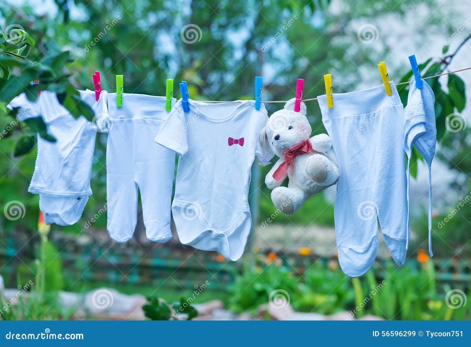 Baby clothes stock image. Image of outdoor, laundry, clothesline - 56596299