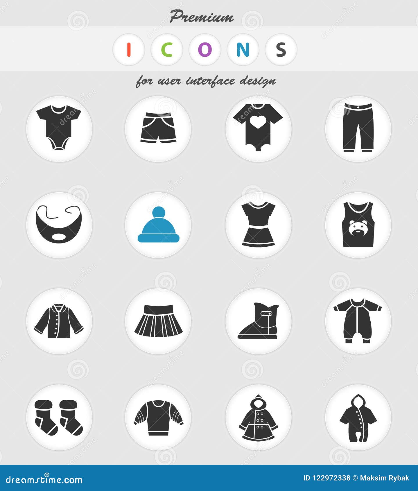 Baby clothes icon set stock vector. Illustration of coat - 122972338