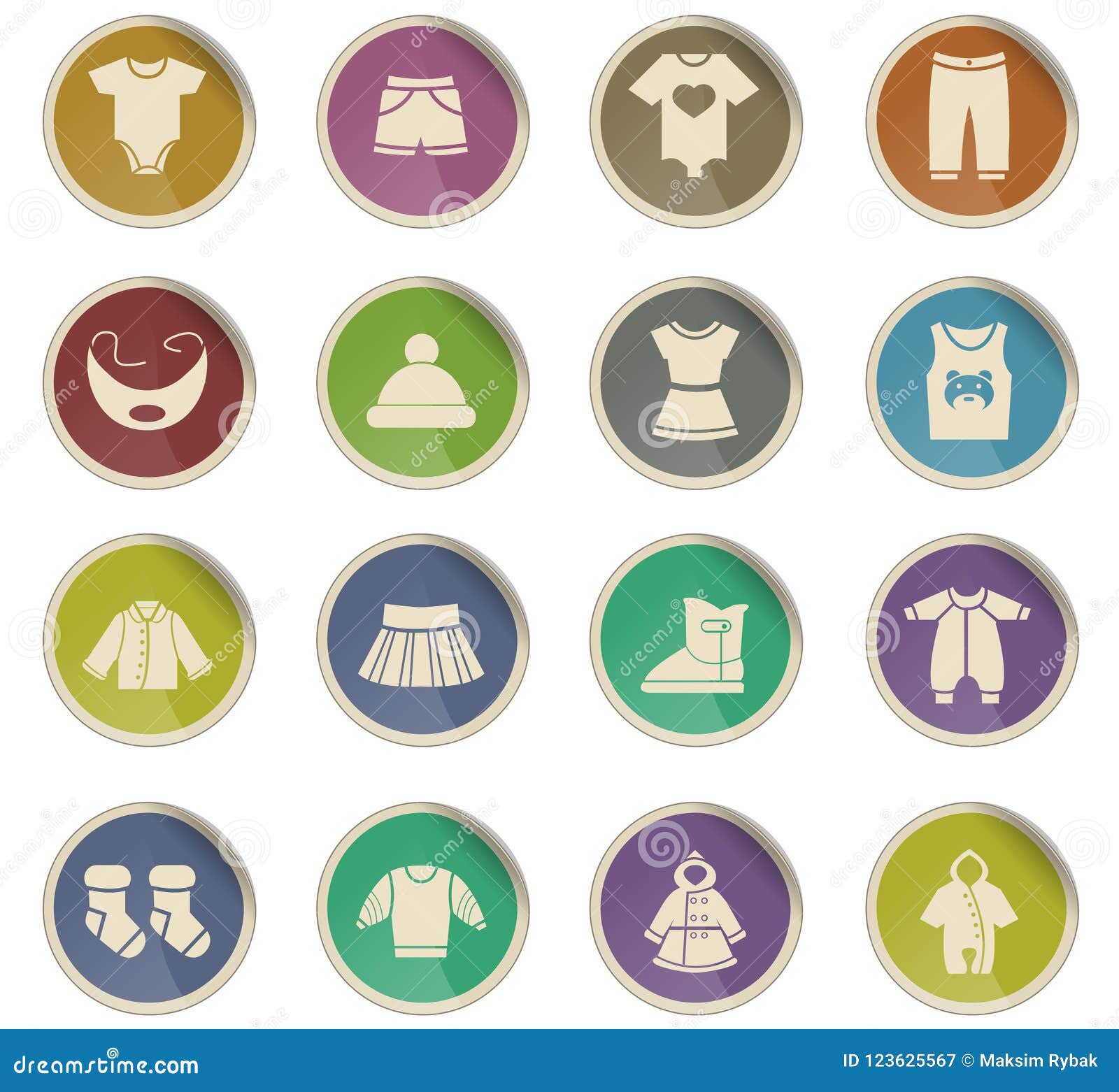 Baby clothes icon set stock vector. Illustration of baby - 123625567