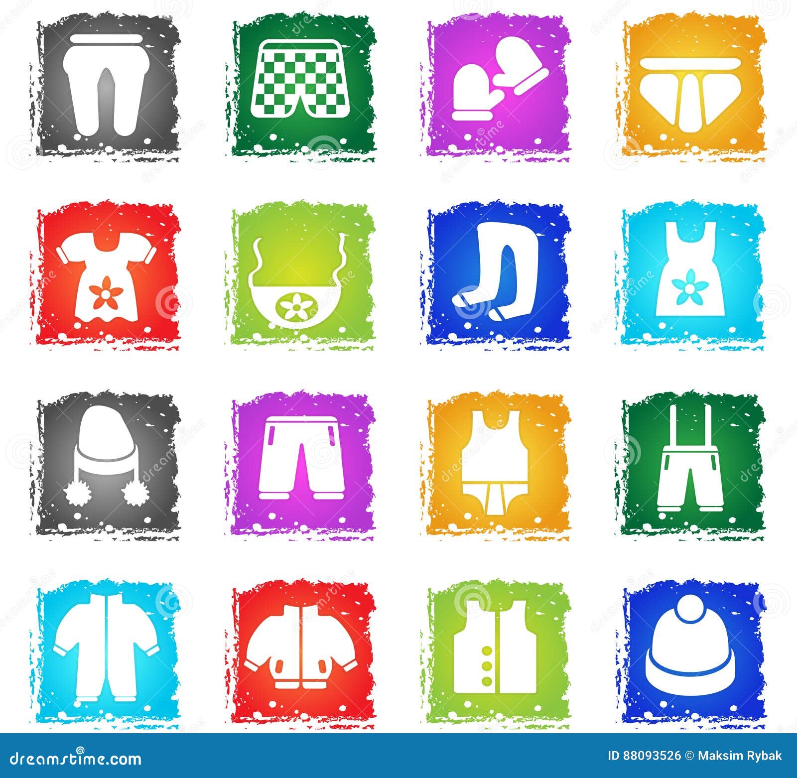 Baby clothes icon set stock vector. Illustration of atelier - 88093526