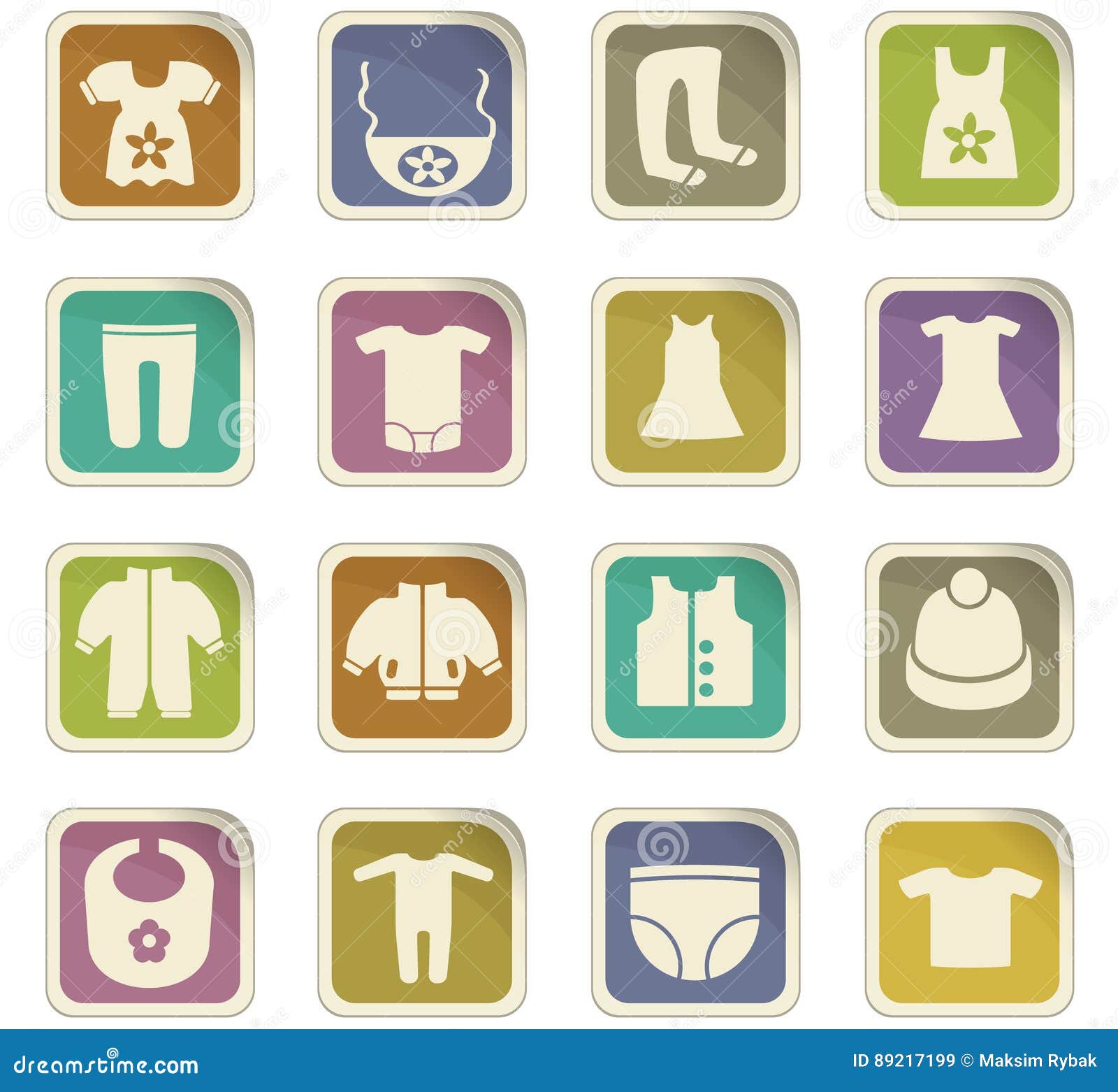 Baby clothes icon set stock illustration. Illustration of dress - 89217199