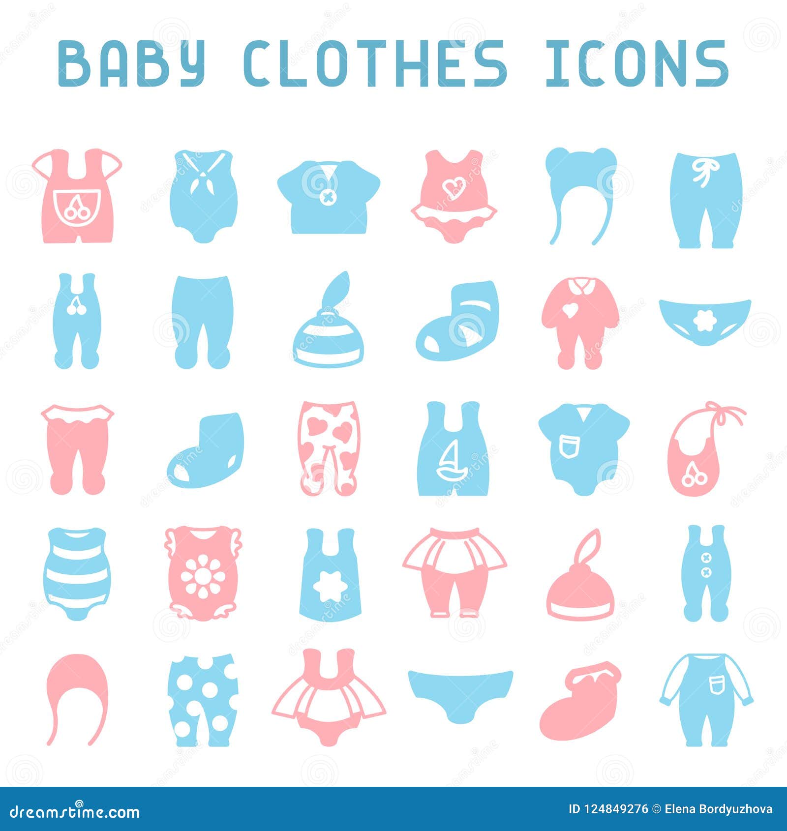 Baby clothes icons set stock vector. Illustration of garment - 124849276