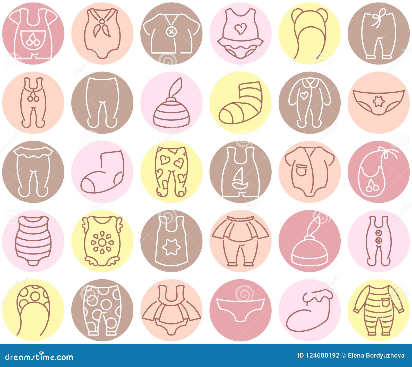 Baby clothes icons set stock vector. Illustration of little - 124600192